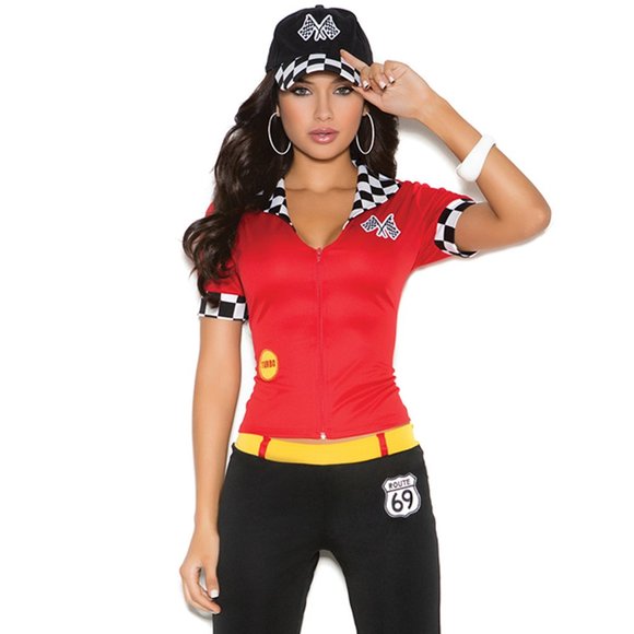 EM-9139 | Pants & Jumpsuits | Racing Uniform Costume Checkered Flag Top ...